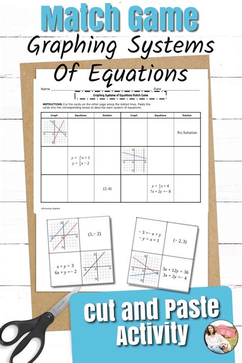 Graphing Systems Of Equations Cut And Paste Activity Graphing Quadratics Quadratics Algebra