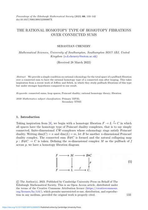 Pdf The Rational Homotopy Type Of Homotopy Fibrations Over Connected Sums