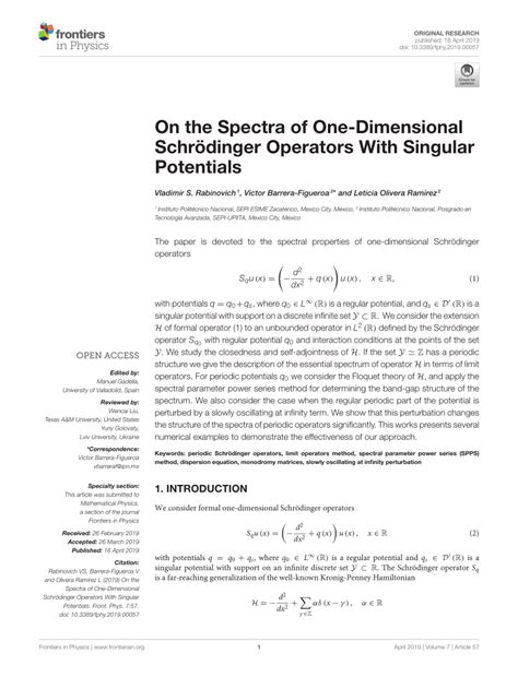 Pdf On The Spectra Of One Dimensional Schrödinger Operators With