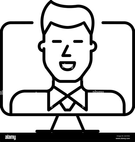 Smartly Dressed Man With Tie Remote Job Interview Through Video Call Pixel Perfect Vector Icon