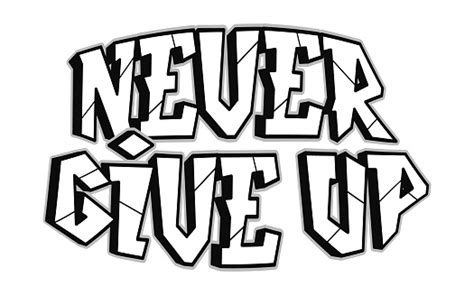 단어 낙서 스타일의 글자를 절대 포기하지 마십시오 벡터 손으로 그린 낙서 만화 로고 그림입니다 재미 있은 멋진 편지 패션 티셔츠 포스터 컨셉을위한 낙서 스타일 프린트를