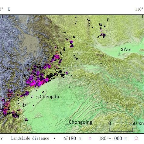 Spatial Distribution Of The Landslide Distances In The Wenchuan
