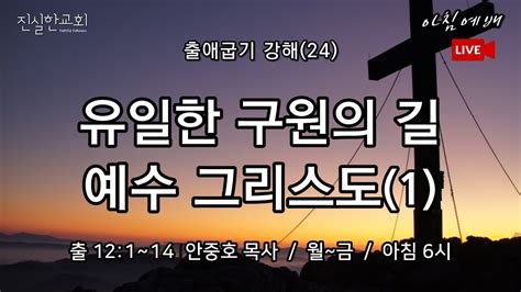 유월절 어린양 유일한 구원의 길 예수 그리스도 모세 이야기 하나님의 뜻 출애굽기 강해 24 12 1~14 진실한교회 아침예배 안중호 목사 20230525
