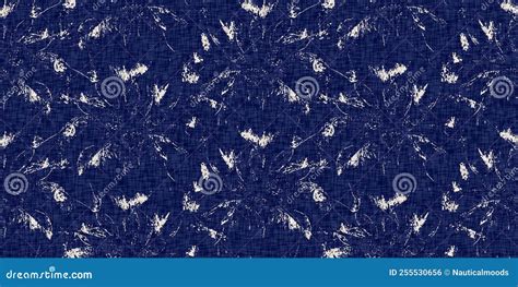 Summer Indigo Batik Block Print Dyed Motif Seamless Border Pattern