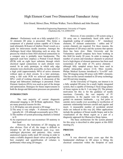 Pdf High Element Count Two Dimensional Transducer Array