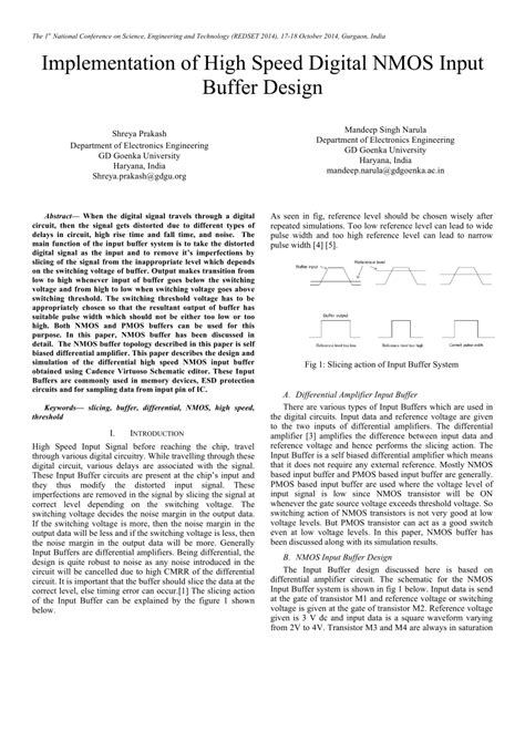 Pdf Implementation Of High Speed Digital Nmos Input Buffer Design