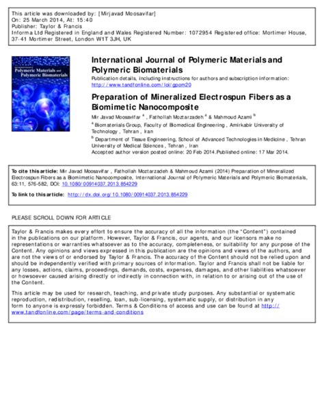 Pdf Preparation Of Mineralized Electrospun Fibers As A Biomimetic