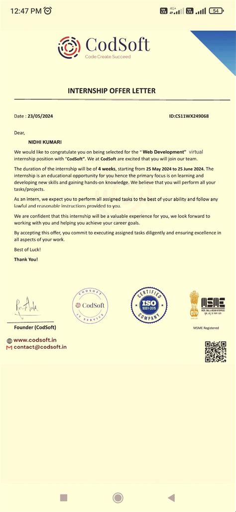 Nidhi Kumari On Linkedin Codsoft