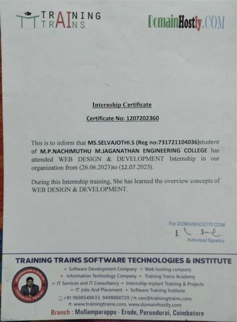 Webdevelopment Webdesign Internship Continuouslearning Selvajothi S