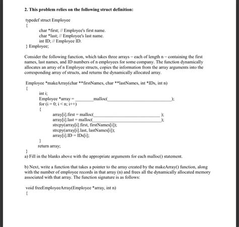 Solved 2 This Problem Relies On The Following Struct