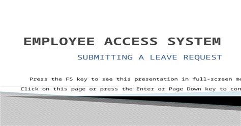 Pptx Submitting A Leave Request Click On This Page Or Press The Enter