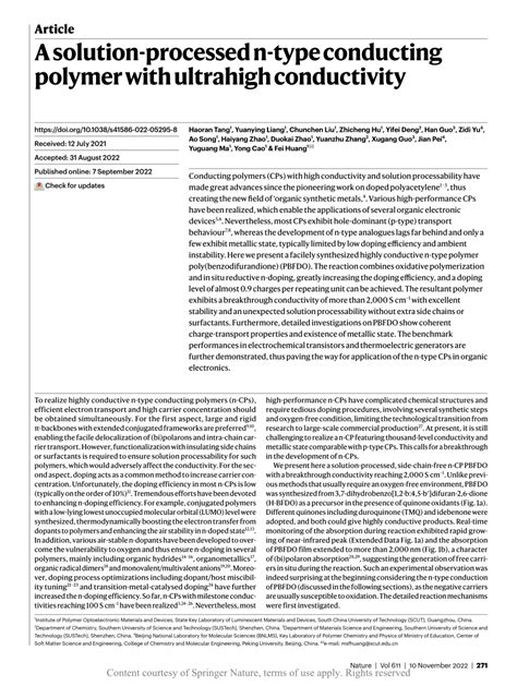 A Solution Processed N Type Conducting Polymer With Ultrahigh