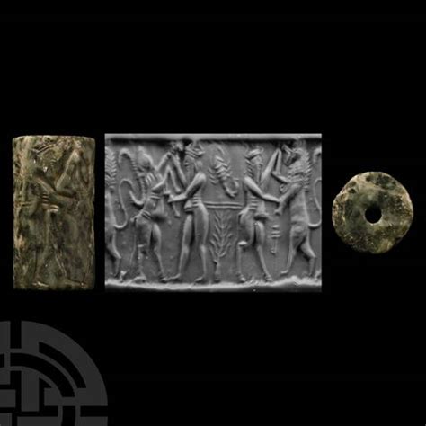 Late Akkadian Cylinder Seal With Gilgamesh Contest Scene