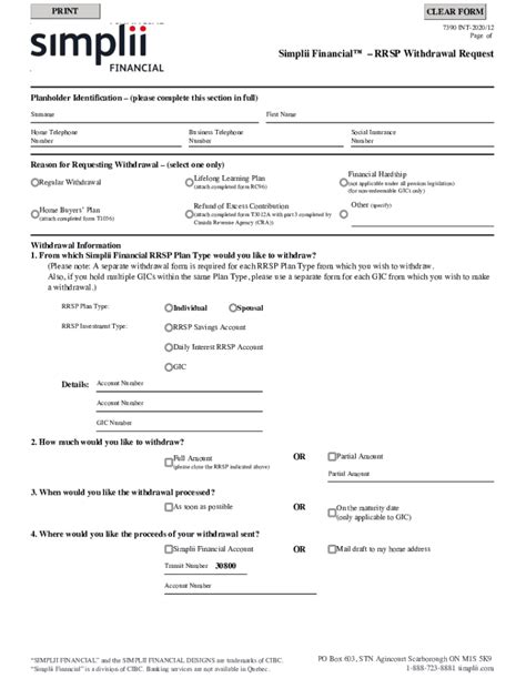Simplii Rrsp Withdrawal Form Fill Out And Sign Online Dochub