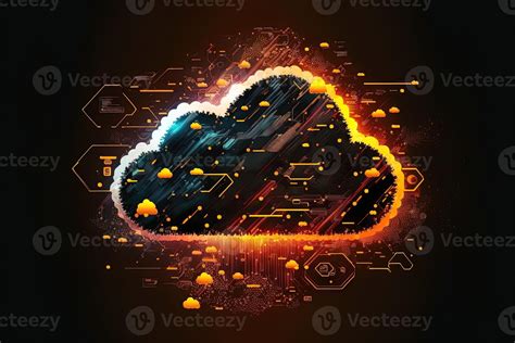 Cloud Computing Technology Concept Background Digital Illustration Network Effect Data