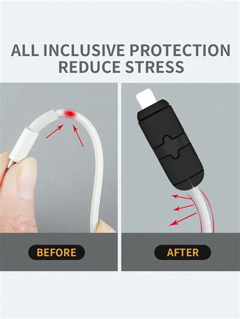 2pcs Black Silicone Usb Cable Protector To Protect Both Ends Of Data