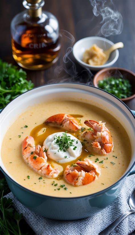 Silky Lobster Bisque With Cognac Crème Fraîche Recipe