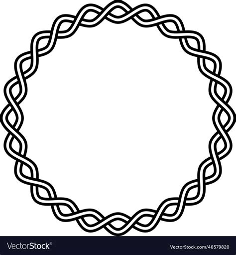 Round Frame Braided Cable Wavy Intersecting Lines Vector Image