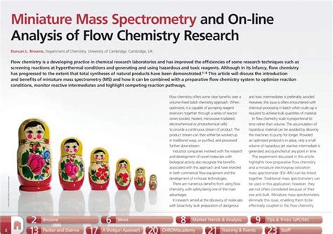 Miniature Mass Spectrometry And On Line Analysis Of Flow Chemistry Research