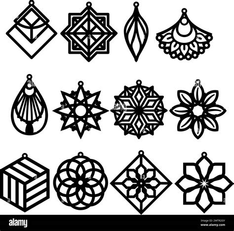 vector earrings templates set of geometric shapes modern trendy vector illustration laser cut