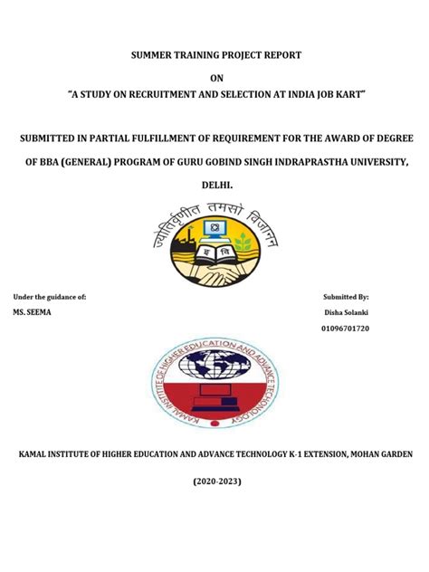 Summer Training Project Report Pdf Recruitment Methodology