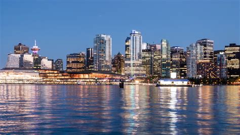 Night Time Cityscape Of Vancouver British Columbia Canada Image