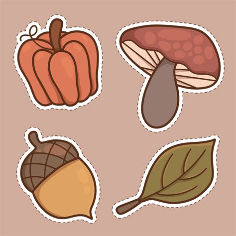 Set Of Cute Autumn Fall Season Stickers Isolated Clipart 10658989