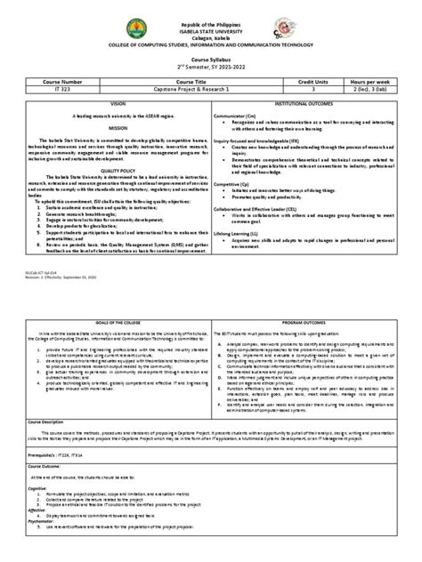 Syllabus Capstone Project And Research 1 2 S Pdf Computing