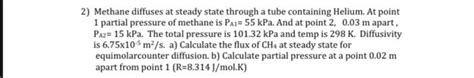 solved 2 methane diffuses at steady state through a tube