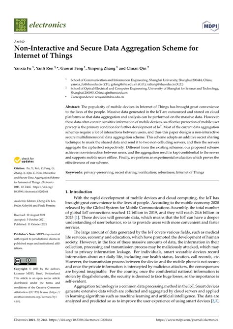 pdf non interactive and secure data aggregation scheme for internet