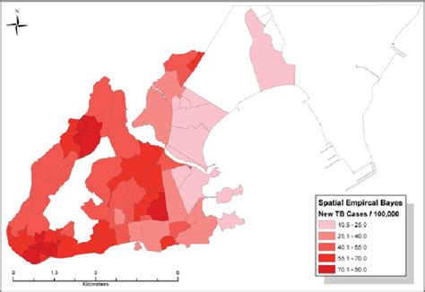 Spatial Empirical Bayes Estimates Of Tb Cases Vitoria 20022006 Tb Download Scientific