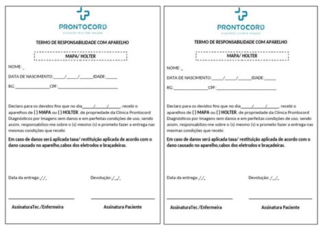 Termo Responsabilidade Aparelho Mapa Holter Pdf