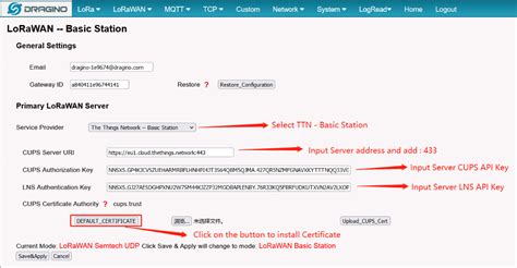 Connect Dragino LPS8N With Lora Basics Station The Things Stack For LoRaWAN