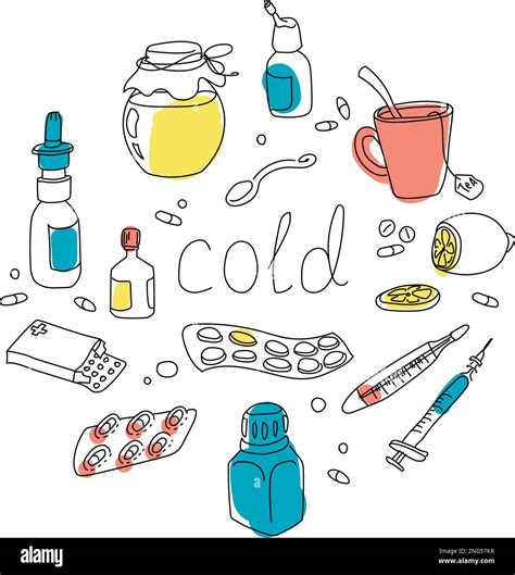 Linear Vector Icons Set Virus Thin Line Contour Symbols With Color Sickness Medical Treatment