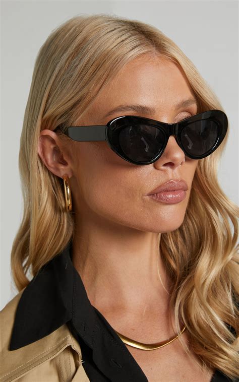 Merry Rounded Cat Eye Sunglasses In Black Showpo Usa