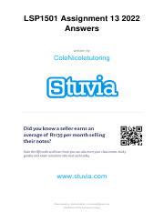 Stuvia Lsp Assignment Answers Pdf LSP Assignment Answers