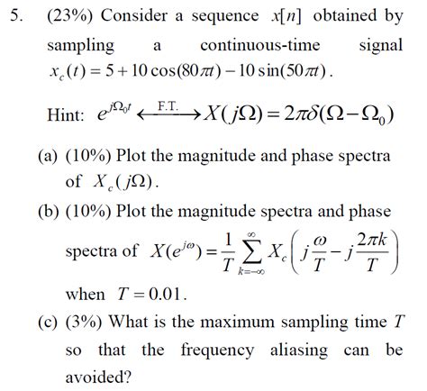 Solved Consider A Sequence X N Obtained By Sampling Chegg