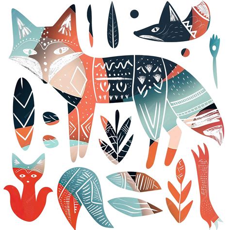 Premium Vector Fox Flat Vector Linear Templ Set Illustration High Quality