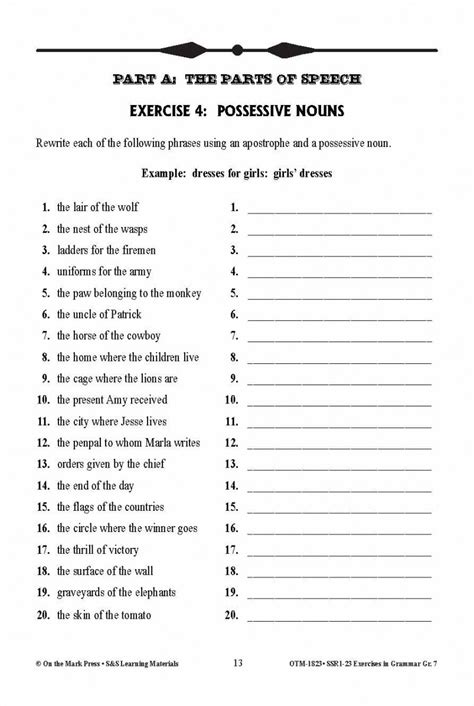 7th Grade Grammar Worksheet Printable Pdf Template