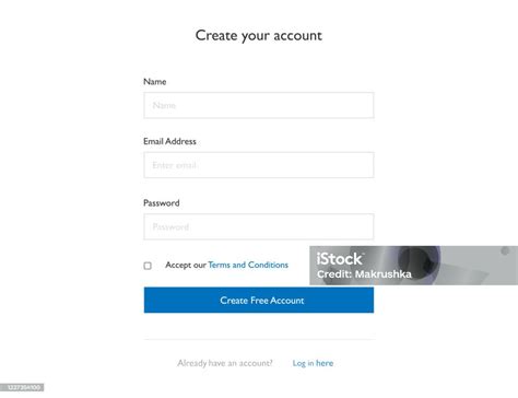 계정 양식을 만듭니다 등록 창의 템플릿입니다 이름 이메일 및 암호 필드가 있는 새 회원에 대한 모작 로그인 화면입니다 이용 약관 체크 표시 사용자를 등록합니다 문의 양식