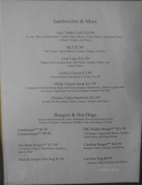 Lazy Turtle Bar Grill Menu In Oak Island NC Order Delivery Reviews