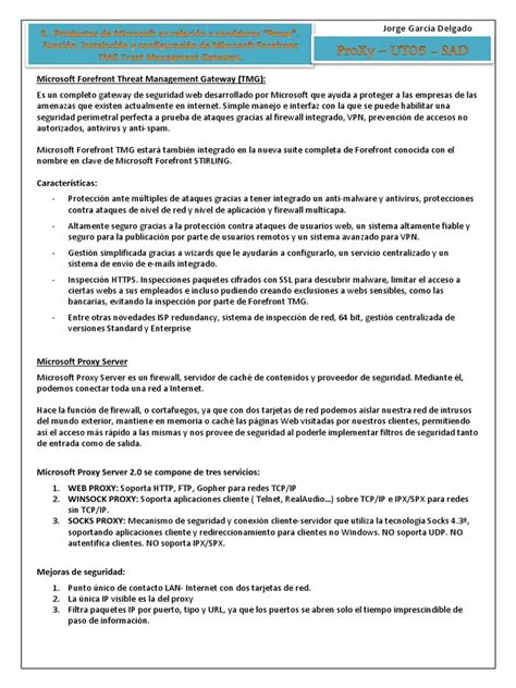 Microsoft Forefront Threat Management Gateway Tmg Características Microsoft Proxy Server