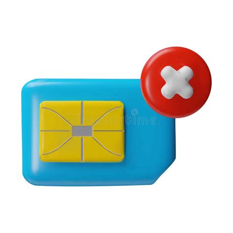 3d Vector Of Sim Card With Red Cross Sign And Cartoon Style Digital Device Stock Illustration