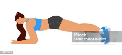 운동을하고 판자에서 운동하는 젊은 여성 흰색 배경에 격리된 플랫 벡터 일러스트 레이 션 건강한 생활방식에 대한 스톡 벡터 아트 및 기타 이미지 건강한 생활방식 근육