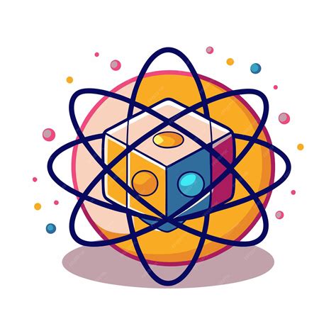 Holographic Atom With Vibrant Shifting Electron Orbitals Premium Ai Generated Vector