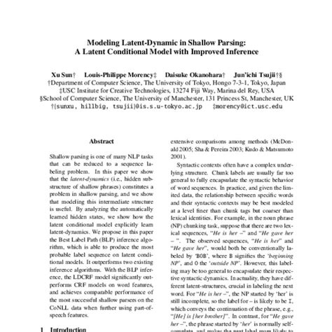 Modeling Latent Dynamic In Shallow Parsing A Latent Conditional Model