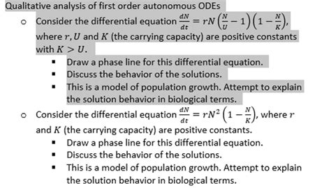Solved Qualitative Analysis Of First Order Autonomous Odes