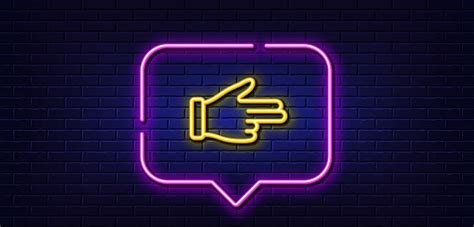 핸드 라인 아이콘을 클릭합니다 두 손가락 손바닥 기호 네온 라이트 스피치 버블 벡터 3차원 형태에 대한 스톡 벡터 아트 및 기타 이미지 3차원 형태 개념 개념과 주제