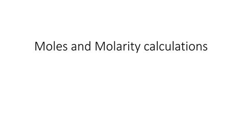 SOLUTION Moles And Molarity Calculations Studypool