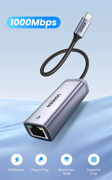 Ugreen Usb C Ethernet Adapter 1000 100mbps Usb Lan Rj45 Thunderbolt 3